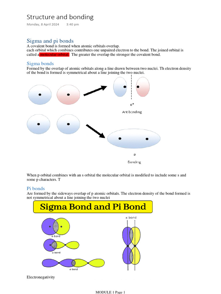 Structure and bonding | PDF | Chemical Bond | Intermolecular Force