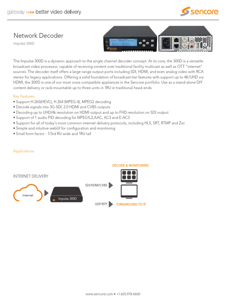 Datasheet SEN Impulse300D EN v1.2 2023.15.04 | PDF | Hdmi | Information ...