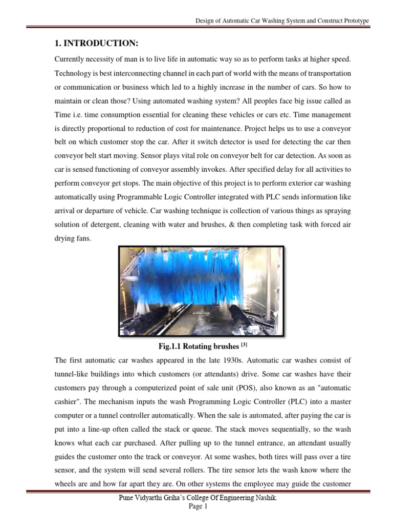 Design of Automatic Car Washing System and Construct Prototype | PDF ...