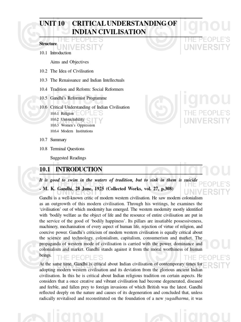 Unit-10 | PDF | Mahatma Gandhi | Civilization