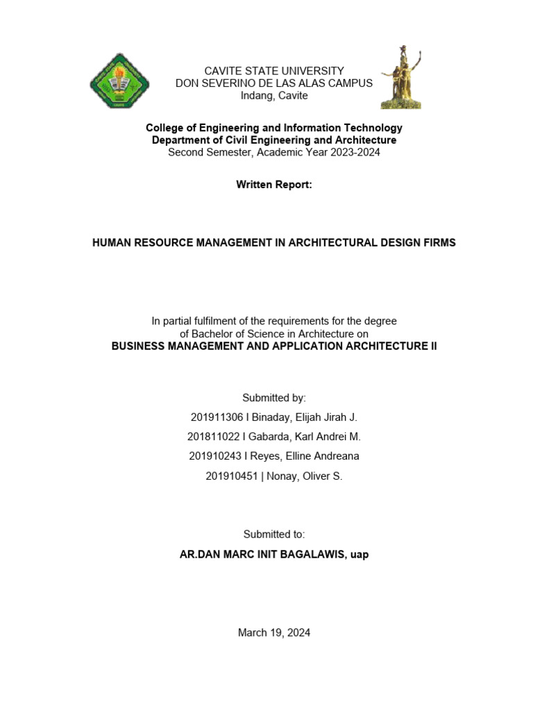 Written Report - BM - Group 3 - BS Arch 5-1 | PDF | Performance ...