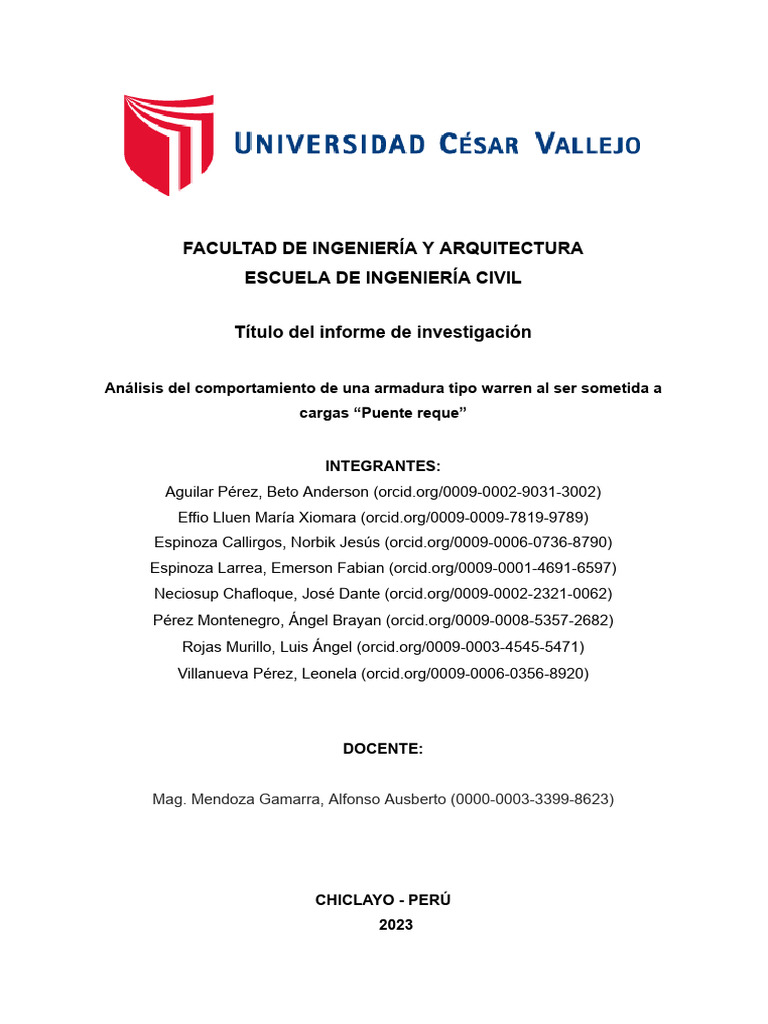 Imforme Final de Estatica | PDF | Fuerza | Puente