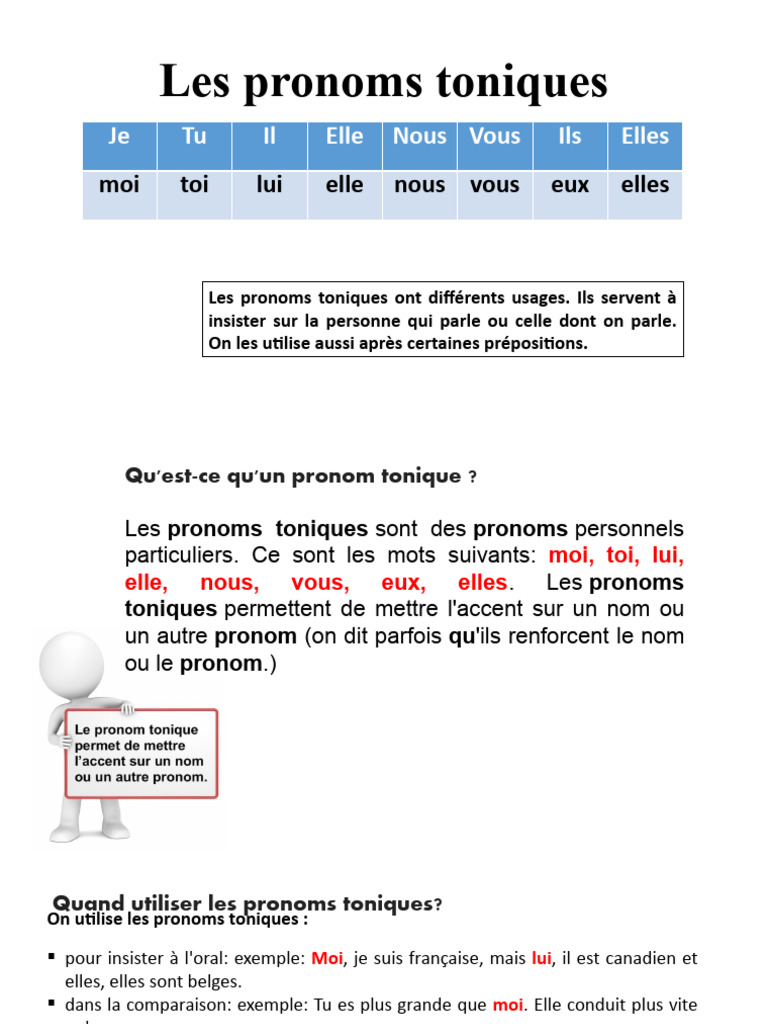 Les Pronoms Toniques | PDF