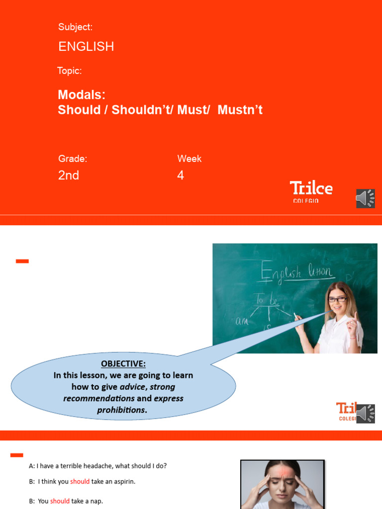 ING_2°_Modal Verbs_Should vs Must (Classroom) | PDF