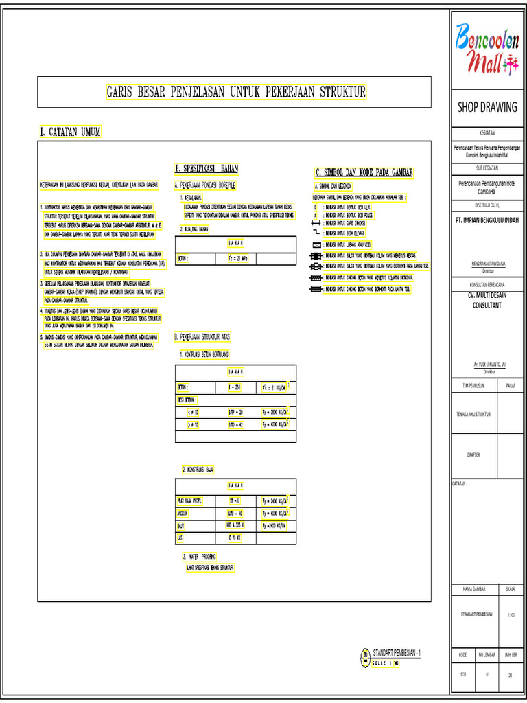 Shop Drawing: Pt. Impian Bengkulu Indah | PDF