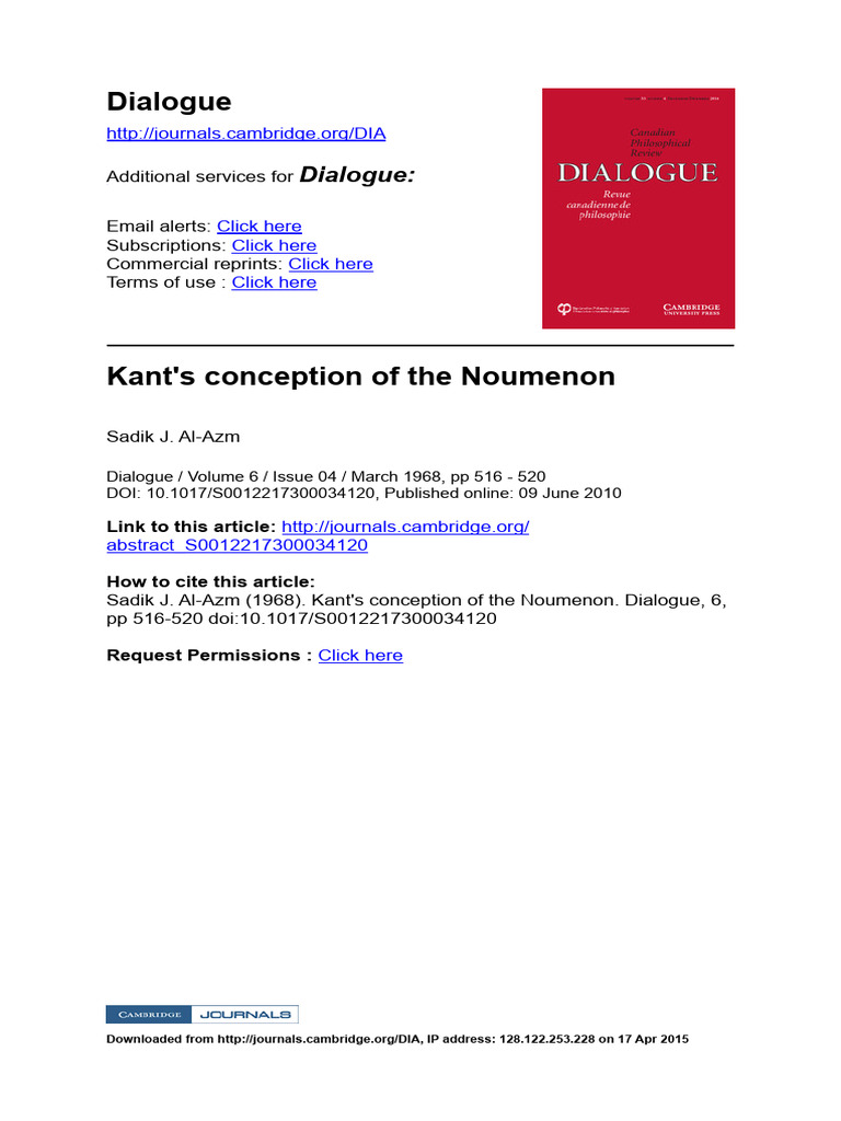 Kant's Noumenon: Conceptual Distinctions | PDF | Noumenon | Immanuel Kant