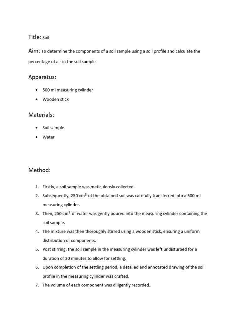 Soil Sample Lab | PDF | Soil | Experiment