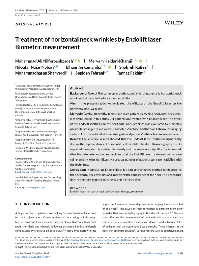 Endolift Laser for Neck Wrinkle Treatment | PDF | Wrinkle | Dermatology