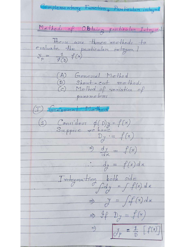 Unit 1 - Methods of Obtaining Particular Integral | PDF