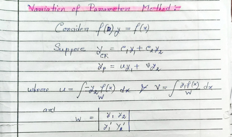 (M III) (Unit 1) Variation of Parameter Method | PDF