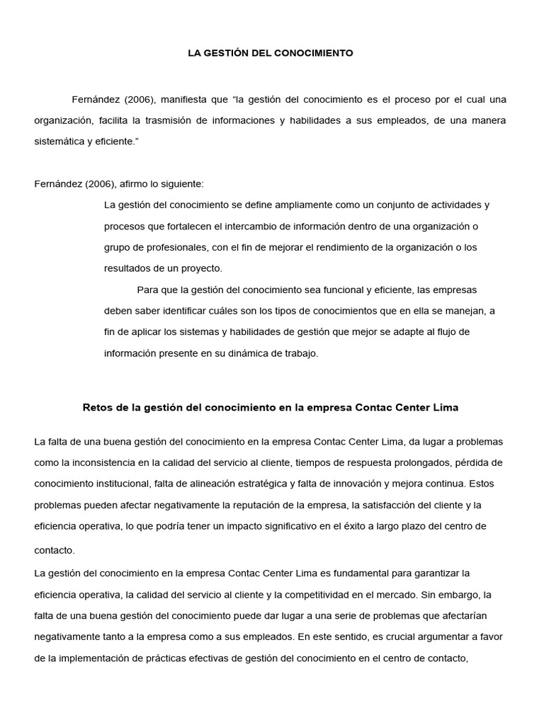 LA GESTIÓN DEL CONOCIMIENTO | PDF | Conocimiento administrativo | Business