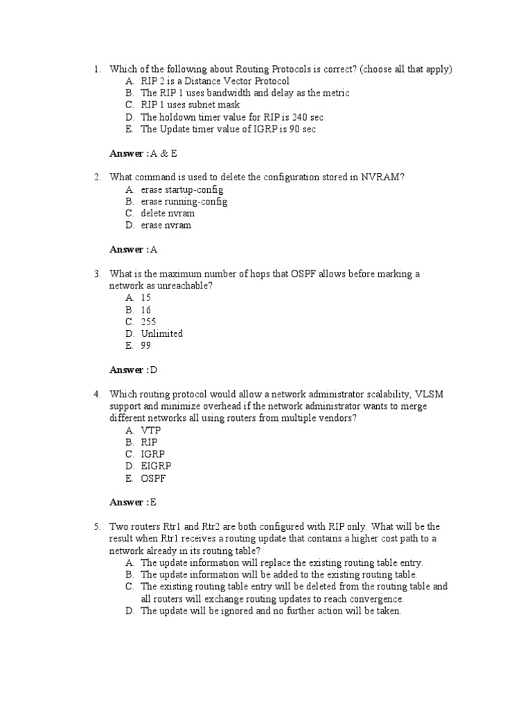 Ccna HCL Exam Questions | PDF | Network Switch | Computer Network