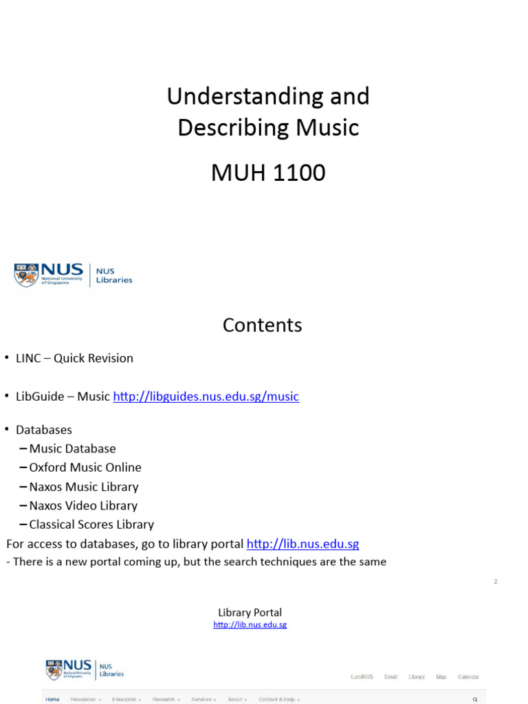 MUH1100 Library Tutorial 2021 | PDF | Libraries | Classical Music