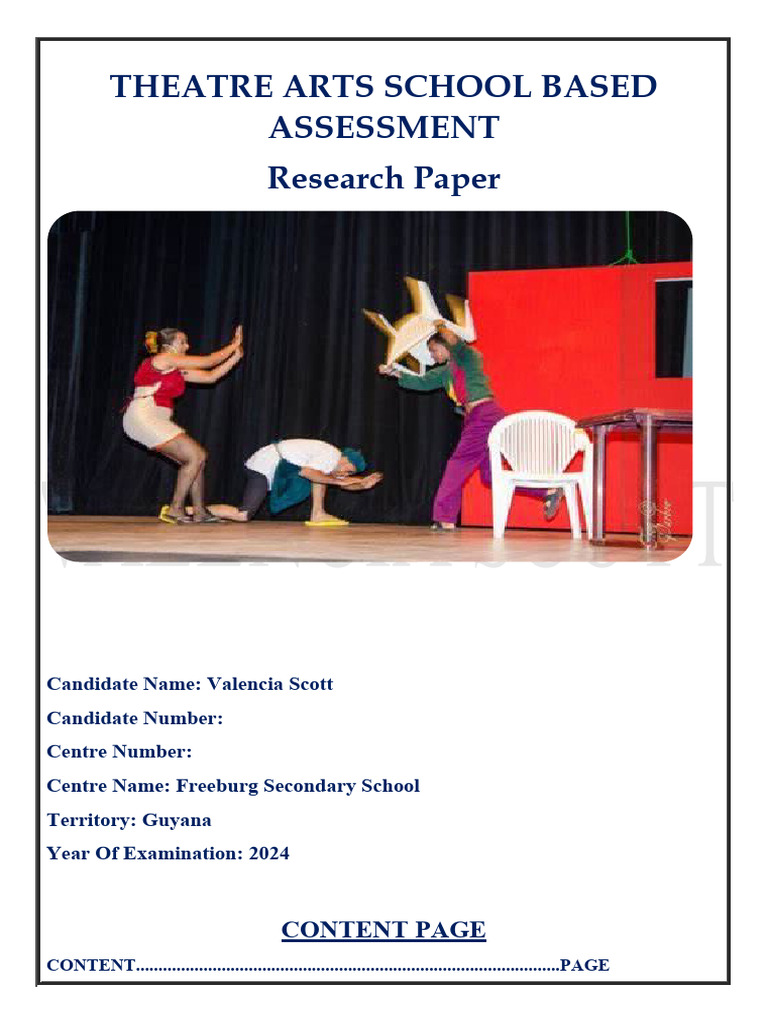 Theatre Arts School Based Assesment | PDF | Performing Arts | Entertainment