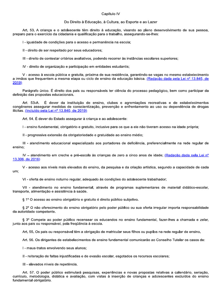 Lei #8.069 - Eca - Título II, Cap. IV e V | PDF