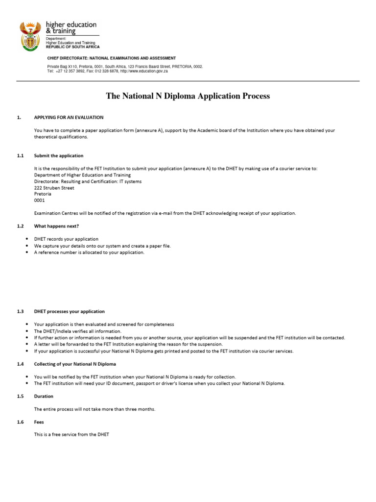 National N Diploma Application Guide | PDF | Vocational Education | Diploma