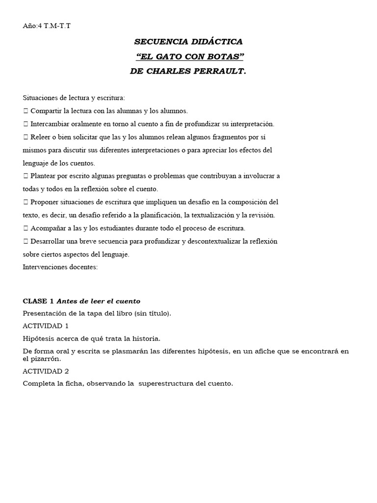 Secuencia Gato Con Botas | PDF Secuencia Gato Con Botas | PDF