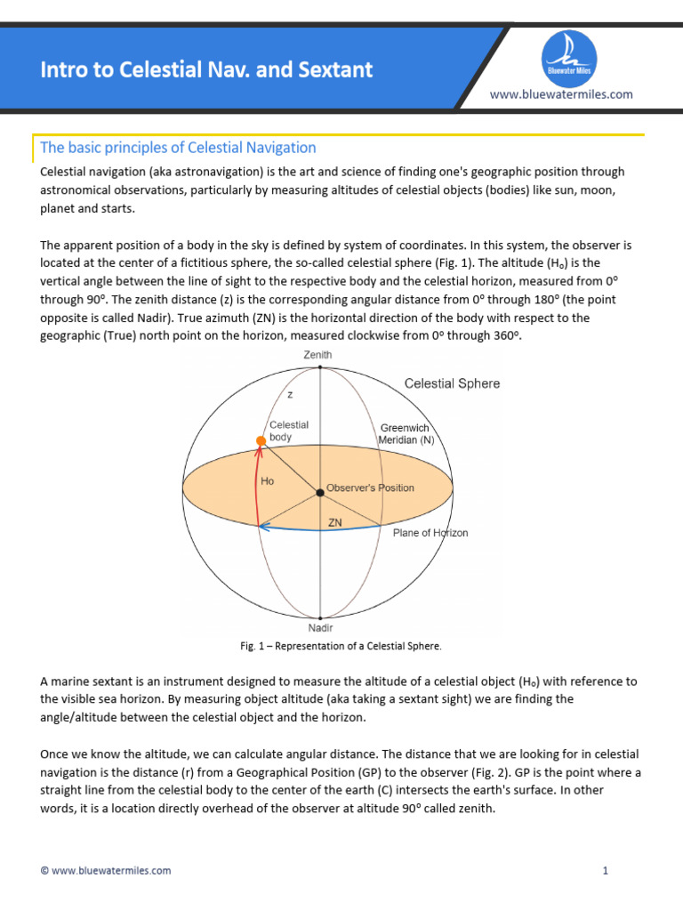 Celestial Navigation and Sextant Usage | PDF | Navigation | Horizon