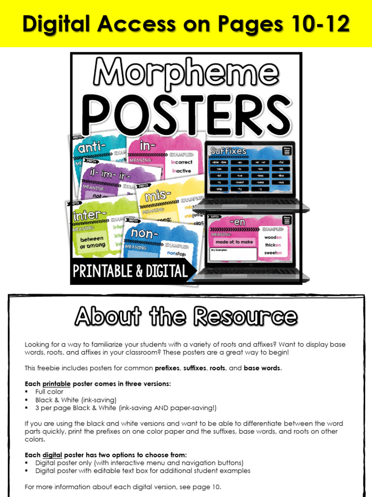 Morphology Posters for Classroom Use | PDF | Word | Adjective