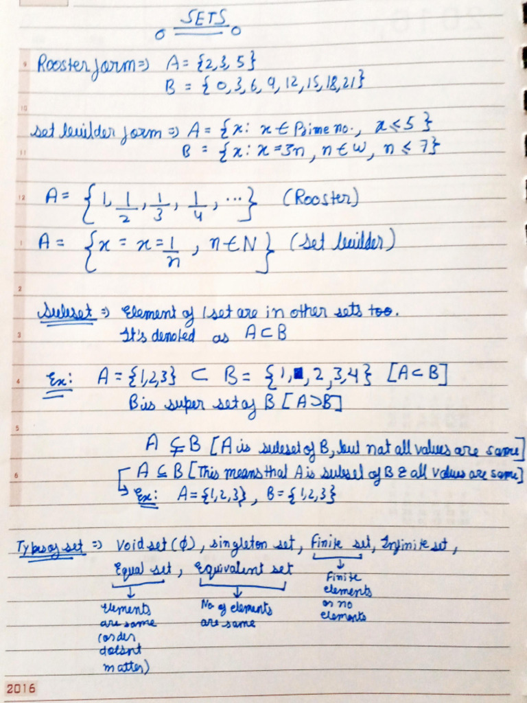 Class 11 SETS Self Notes | PDF