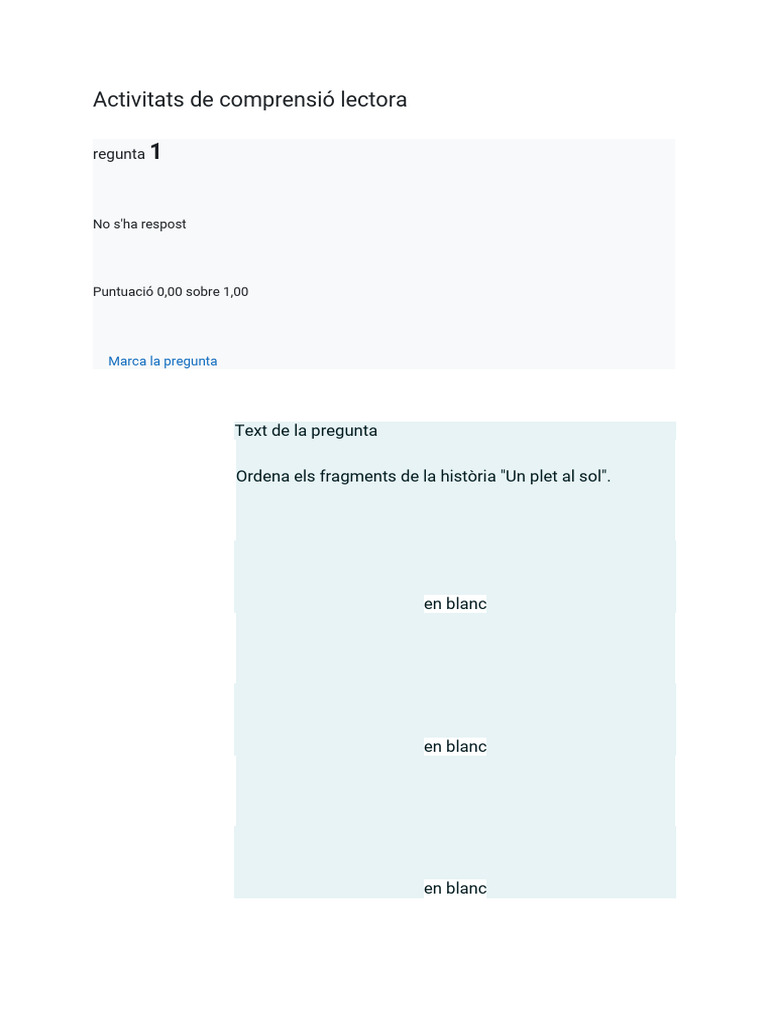 Activitats de Comprensió Lectora | PDF