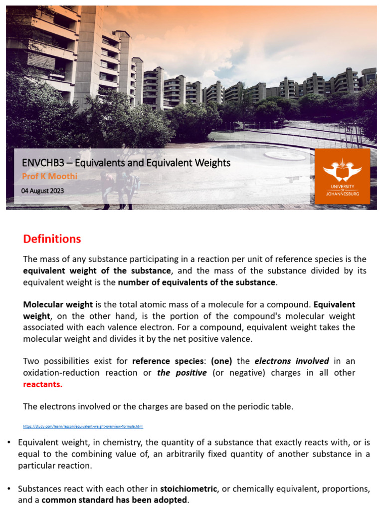 Chemistry: Understanding Equivalent Weights | PDF | Redox | Hydroxide