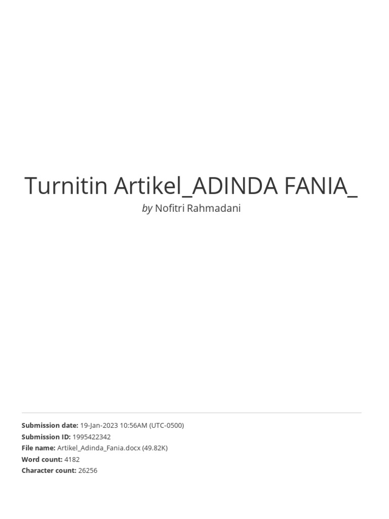 Turnitin Artikel - ADINDA FANIA | PDF | Plagiarism | Educational Technology Turnitin Artikel - ADINDA FANIA | PDF | Plagiarism | Educational Technology