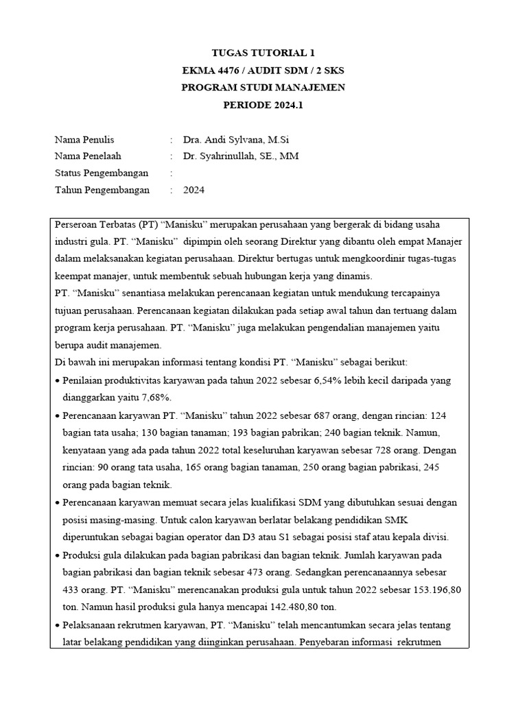Audit SDM Tugas 1 | PDF