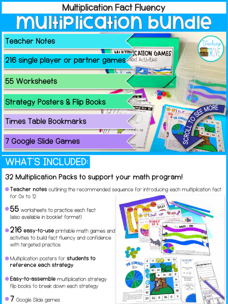 Multiplication Bundle: 216 Single Player or Partner Games Teacher Notes ...