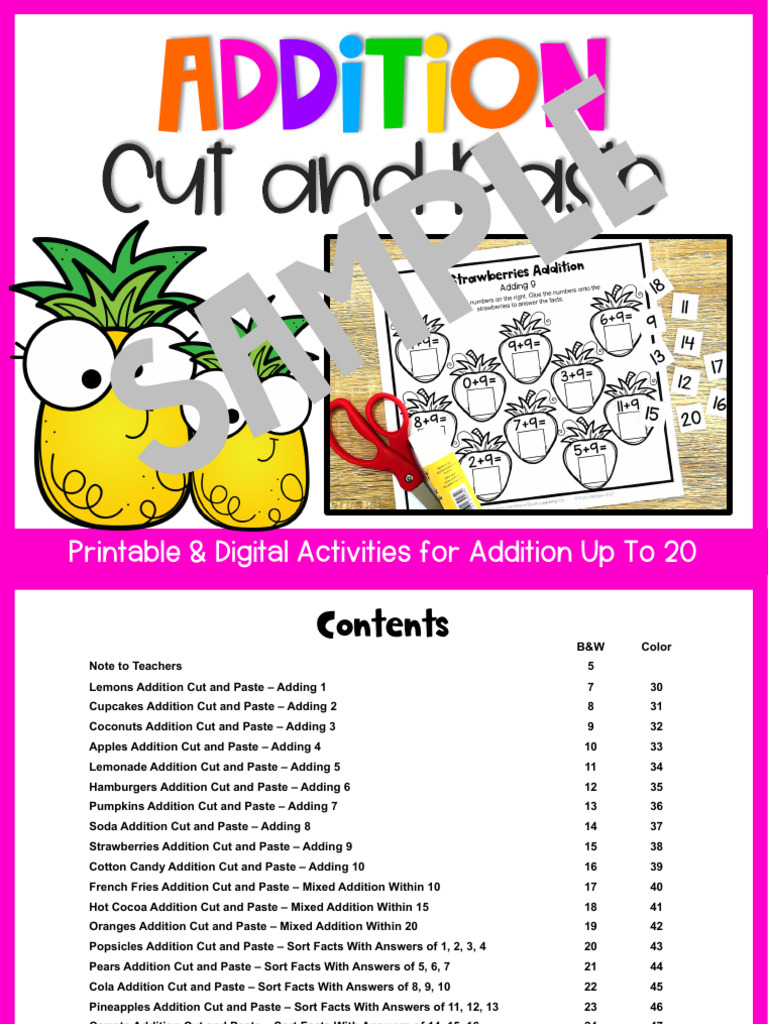 Addition Cut and Paste Activities | PDF
