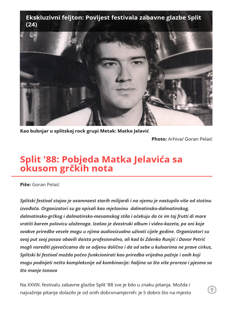 Split '88 - Pobjeda Matka Jelavića Sa Okusom Grčkih Nota - XXZ Portal | PDF