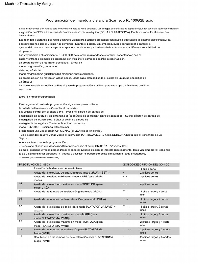 Programación del Mando Scanreco RC400 | PDF | Control remoto | Programación de computadoras