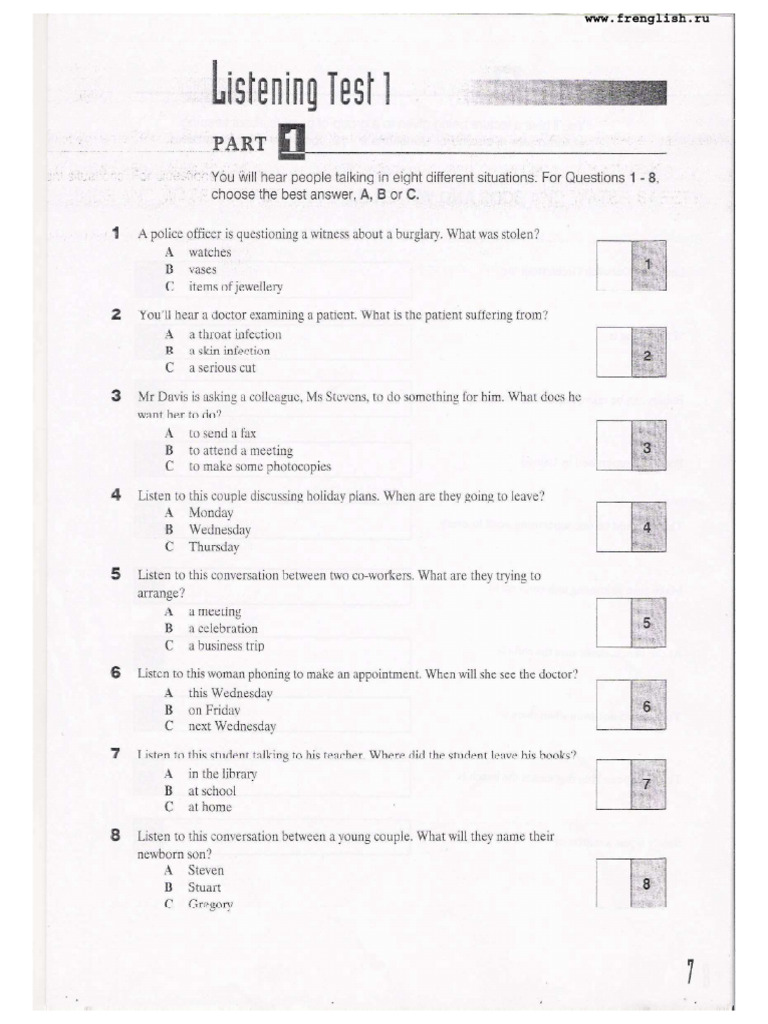 Listening & Speaking 2 - Test 1 - Listening | PDF