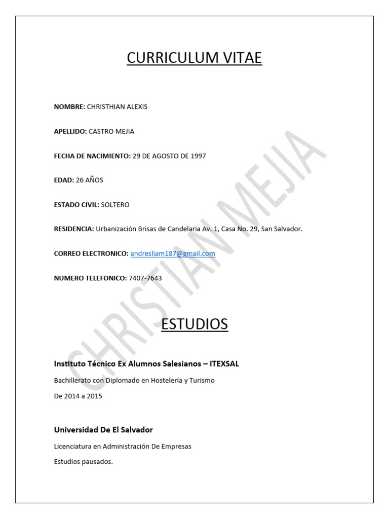 CV Chris 2023 Octubre | PDF | Crecimiento personal y profesional ...