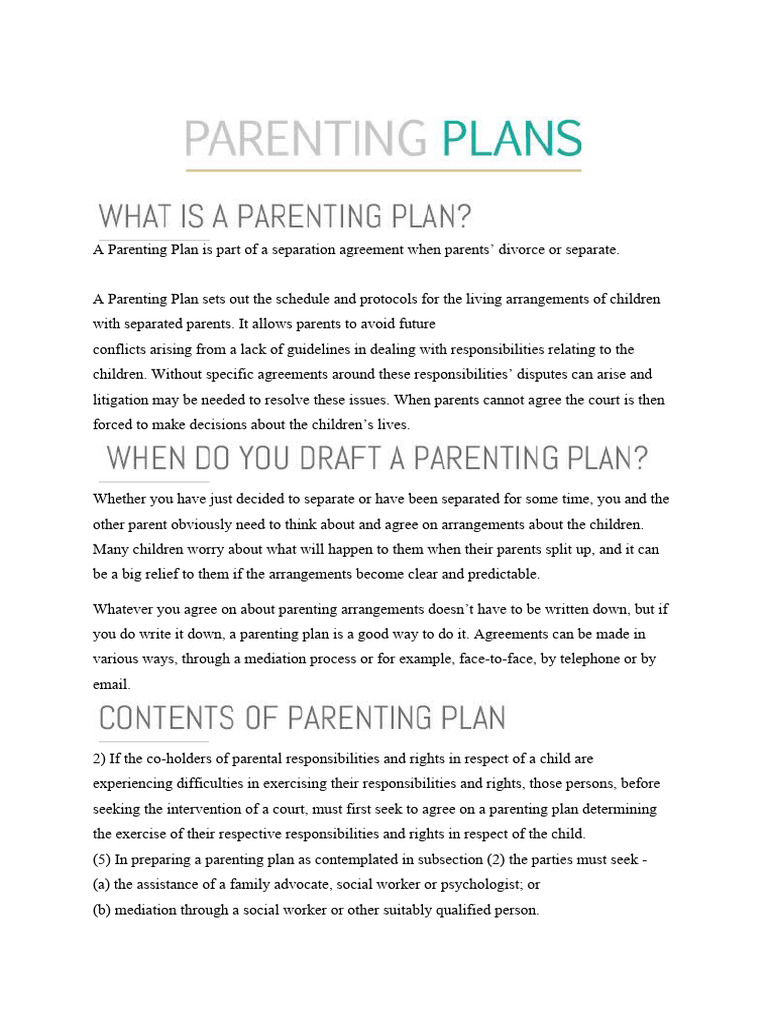 A Parenting Plan | PDF | Parenting | Mediation