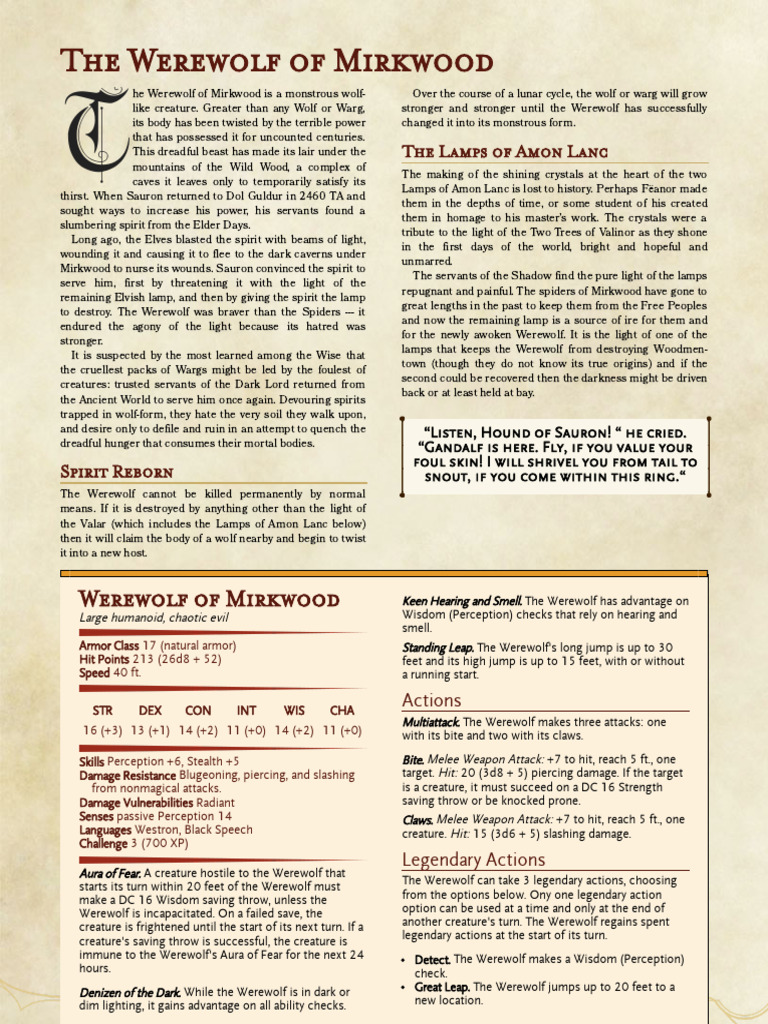 Werewolf of Mirkwood | PDF | Fantasy | J. R. R. Tolkien