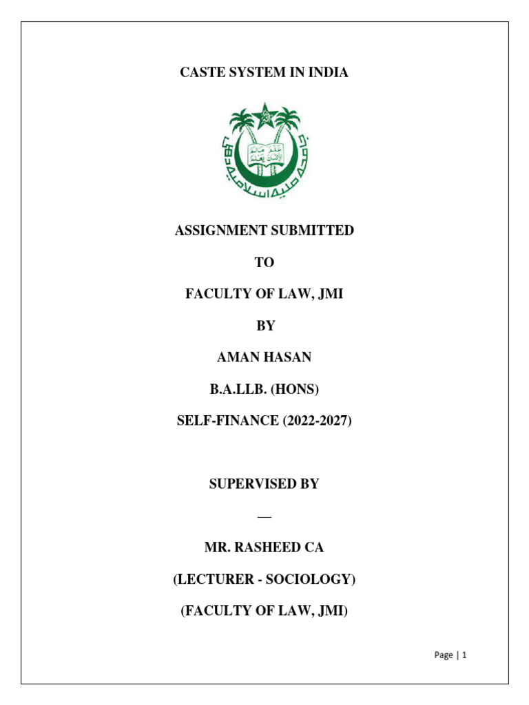 Sociology Assignment | PDF | Caste