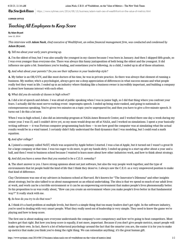 Leadership Insights from Adam Nash | PDF