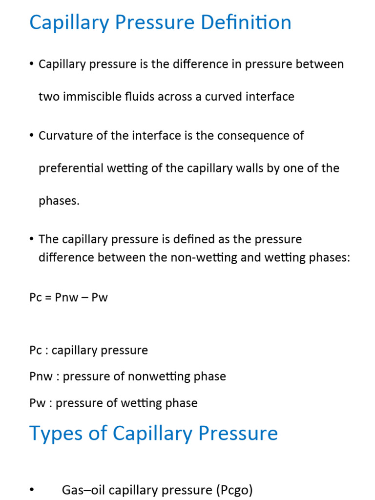 Capillary Pressure | PDF | Wetting | Phase (Matter)