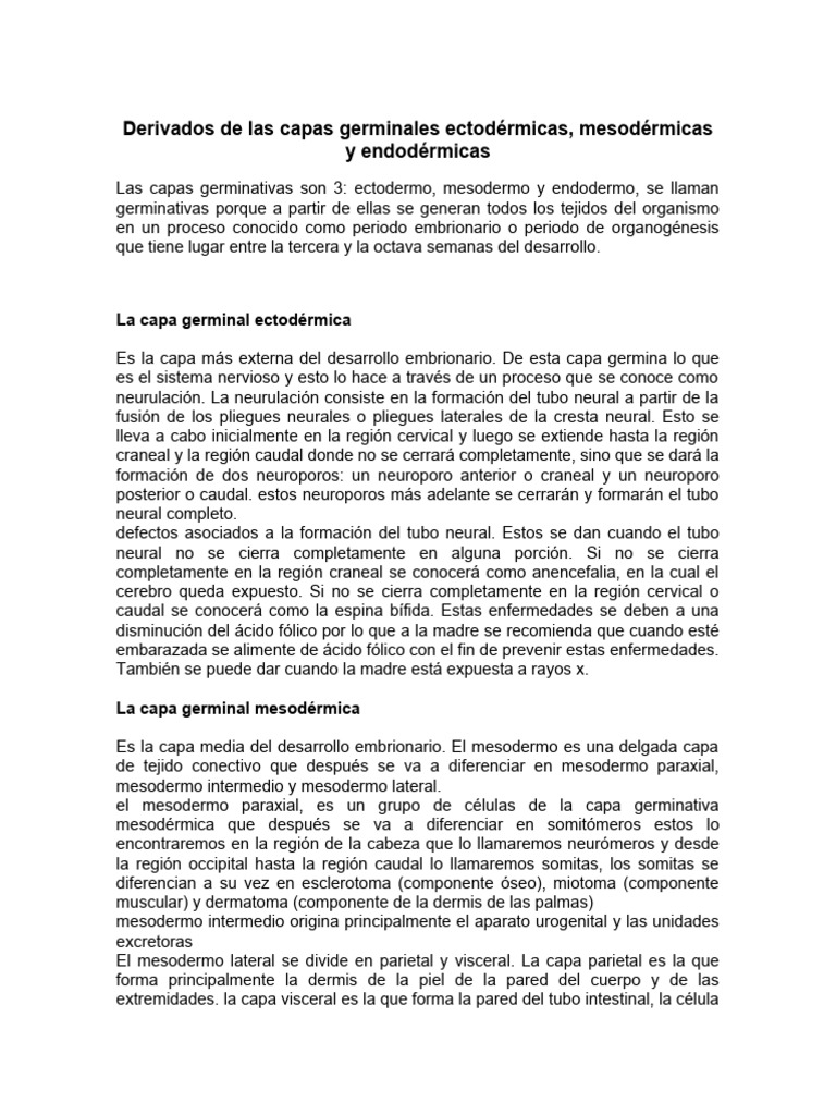 Exposicion DERIVADOS DE LA CAPA GERMINAL ECTODÉRMICA, MESODERMICA Y ...