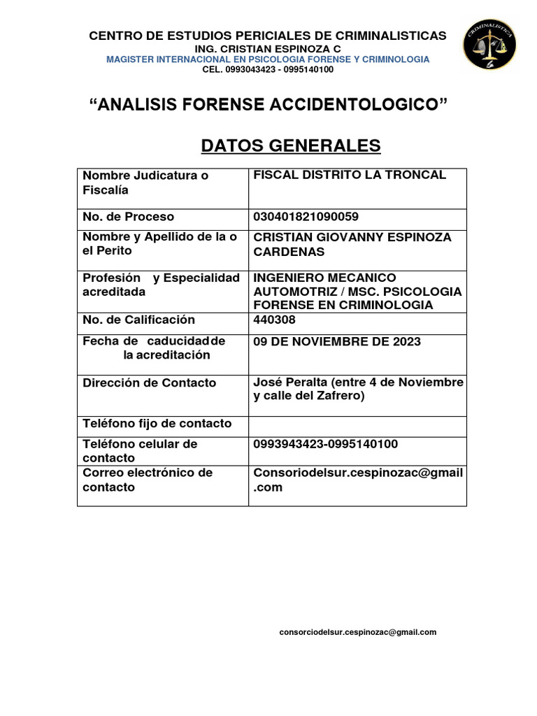 Informe de Analisis Forense La Troncal Ok | PDF | Deformación ...