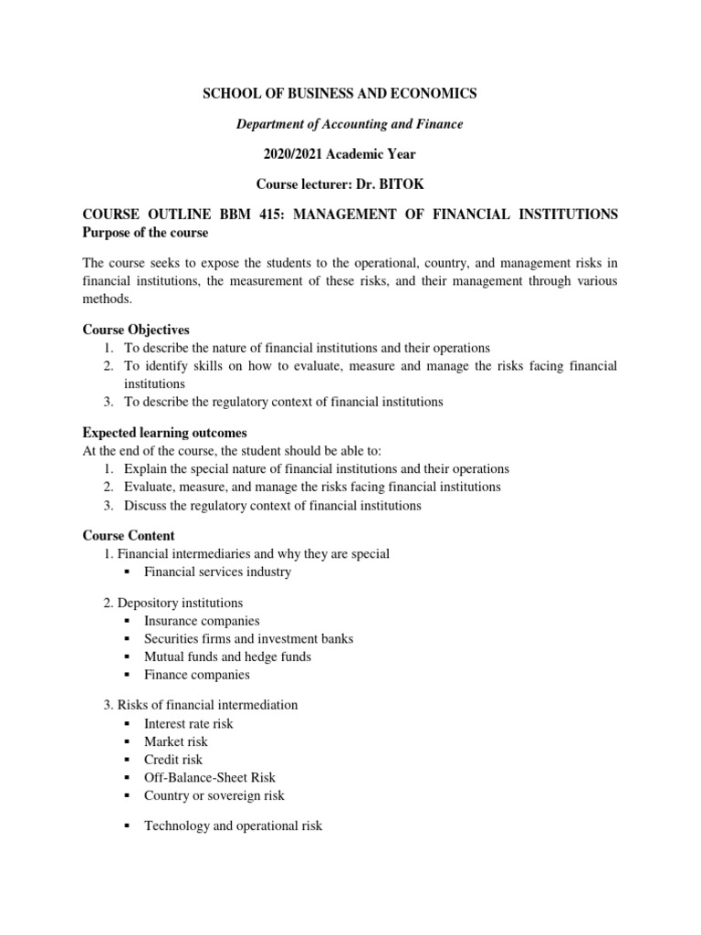 Management of Financial Institutions | Download Free PDF | Financial ...