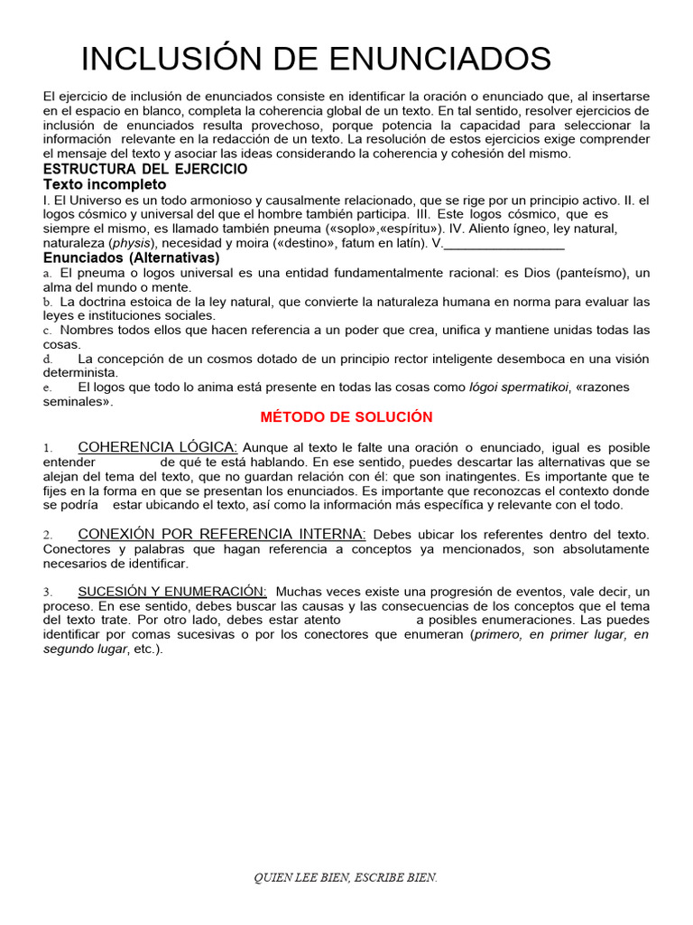 Ejercicios-de-Inclusión-de-Enunciados Ok | PDF