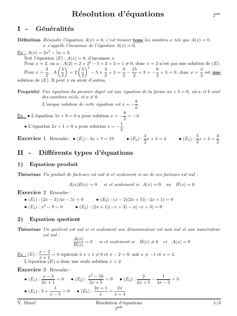 Résolution d'équations en 2nde | PDF | Mathématiques | Objets mathématiques