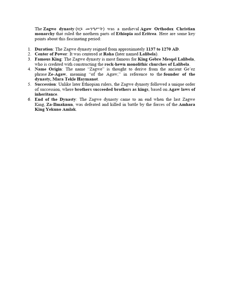 The Zagwe dynasty | PDF