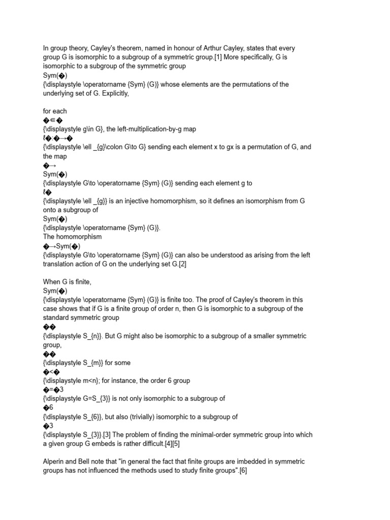 Cayley Theorem | PDF | Group (Mathematics) | Mathematical Concepts