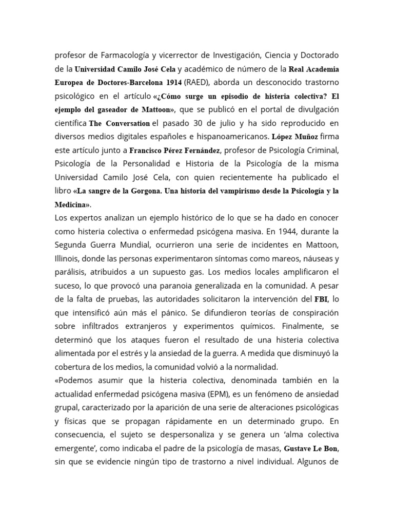 histeria colectiva | PDF | Histeria | Sicología histeria colectiva | PDF | Histeria | Sicología