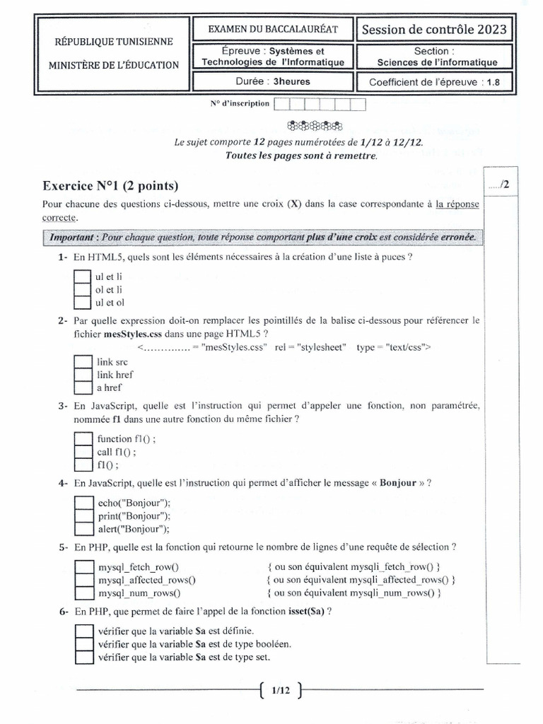 Bac Sti Controle 2023 | PDF