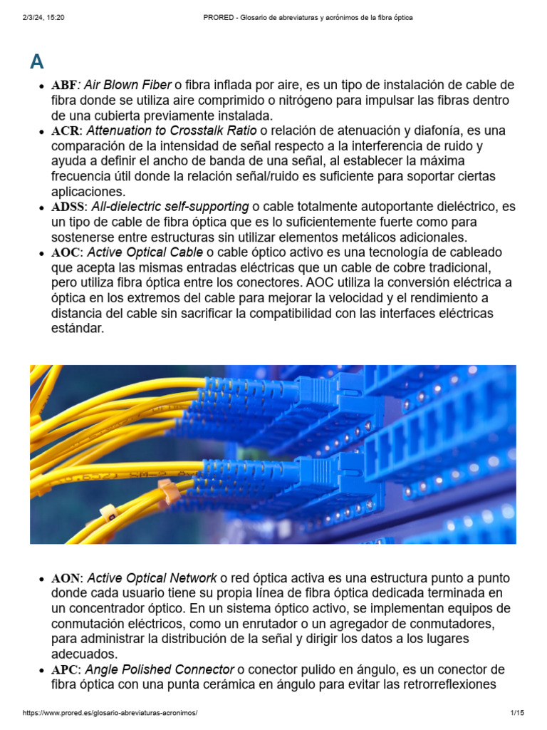 Glosario de Abreviaturas y Acrónimos de La Fibra Óptica | PDF | Modo de Transferencia Asíncrona ...