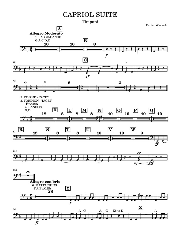 CAPRIOL SUITE Timpani Part | PDF